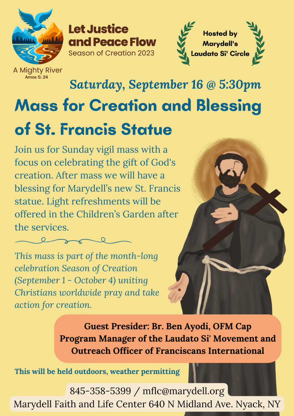 Mass for Creation and Blessing of St. Francis Statue | Marydell Faith ...